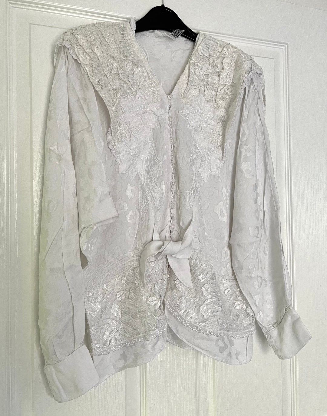 Vintage 1980’s Prarie Coquette Satin and Lace Button Front Blouse - Etsy