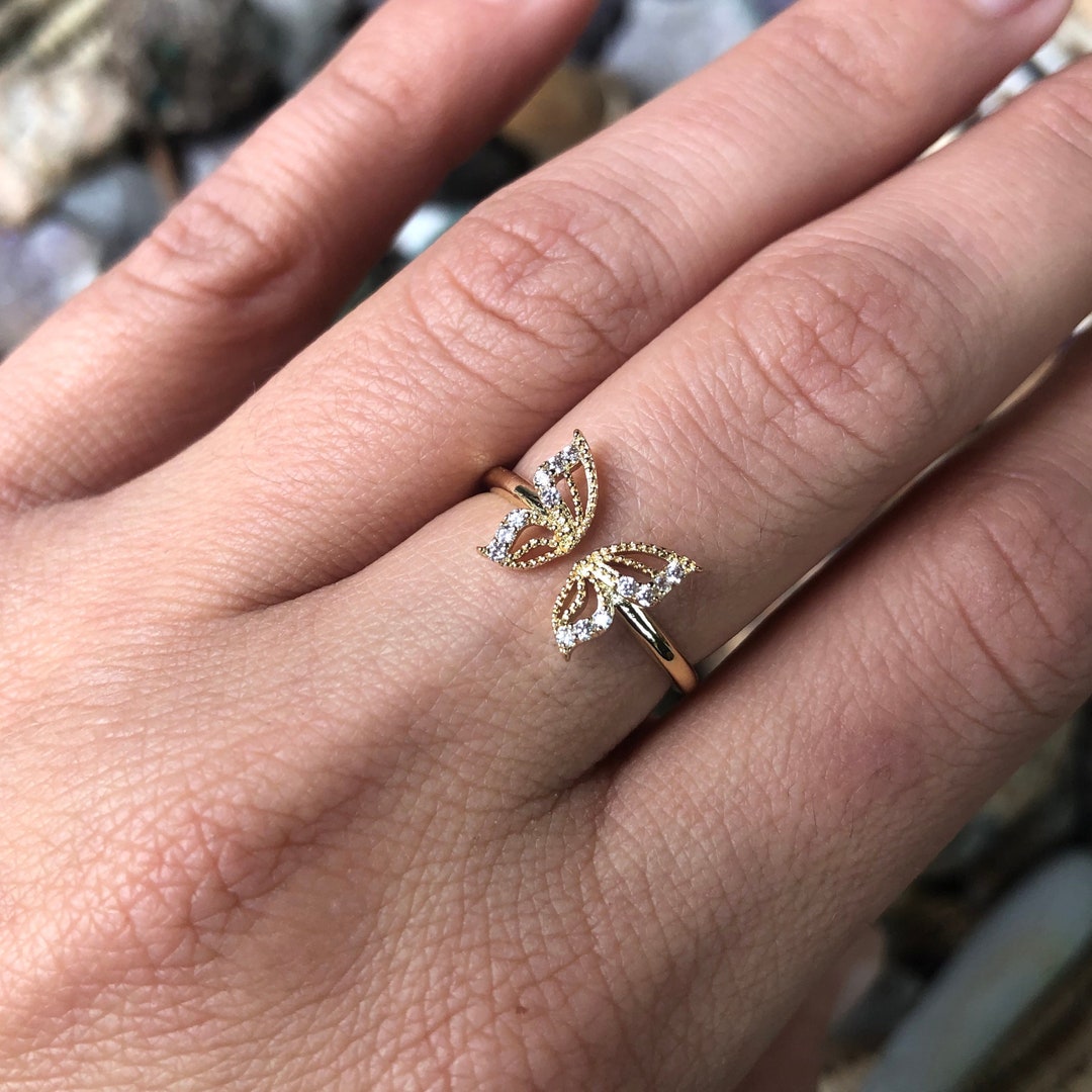 Butterfly Adjustable Ring, 18kt Gold Plate, Insects and Bugs, Monarch ...