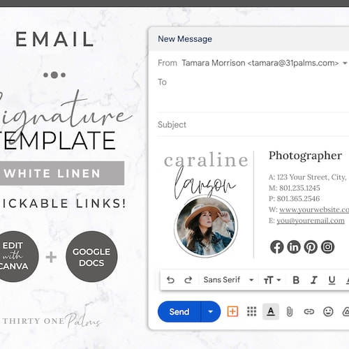 Email Signature Template for Canva Google Docs Template - Etsy