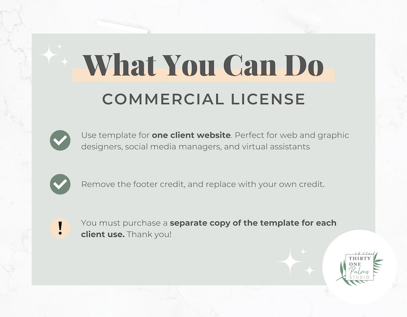 Commercial License Add on for Squarespace Website Templates - Etsy