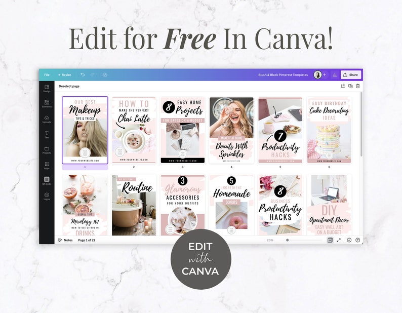 Pinterest Templates for Canva Pinterest Pins Canva - Etsy