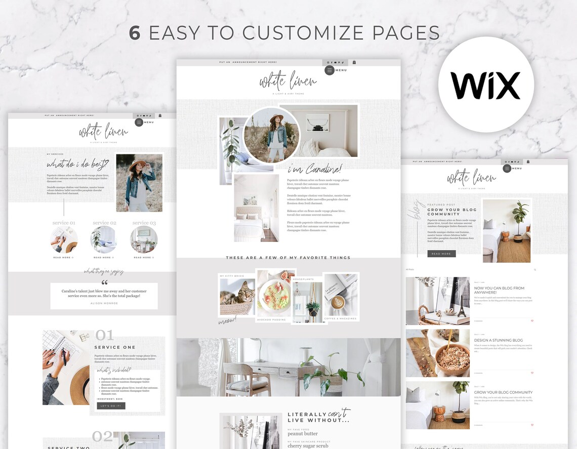 Website Template for Wix Wix Template Wix Theme Blog - Etsy