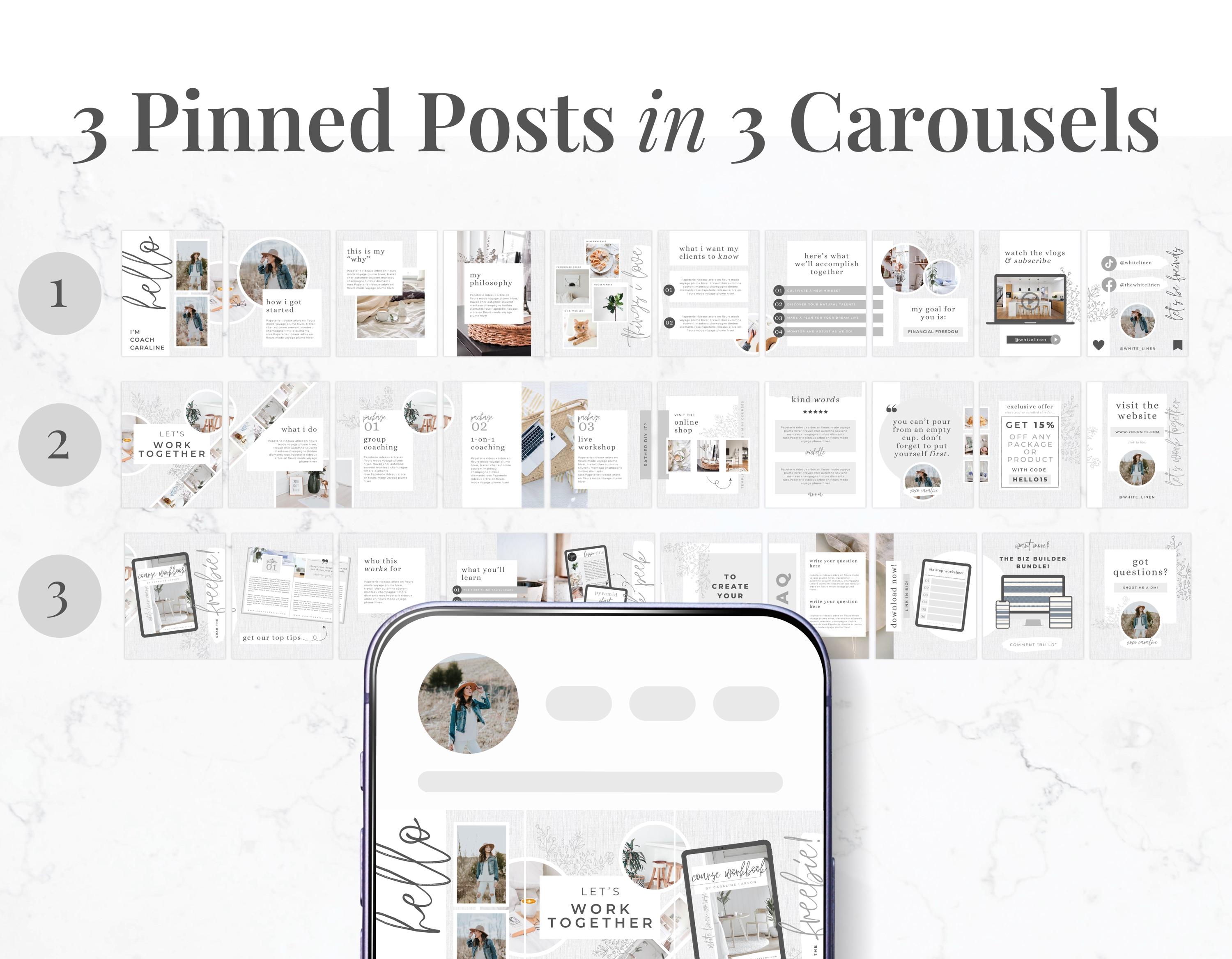 Pinned Post Carousel Post Template Set Instagram - Canva Templates for ...