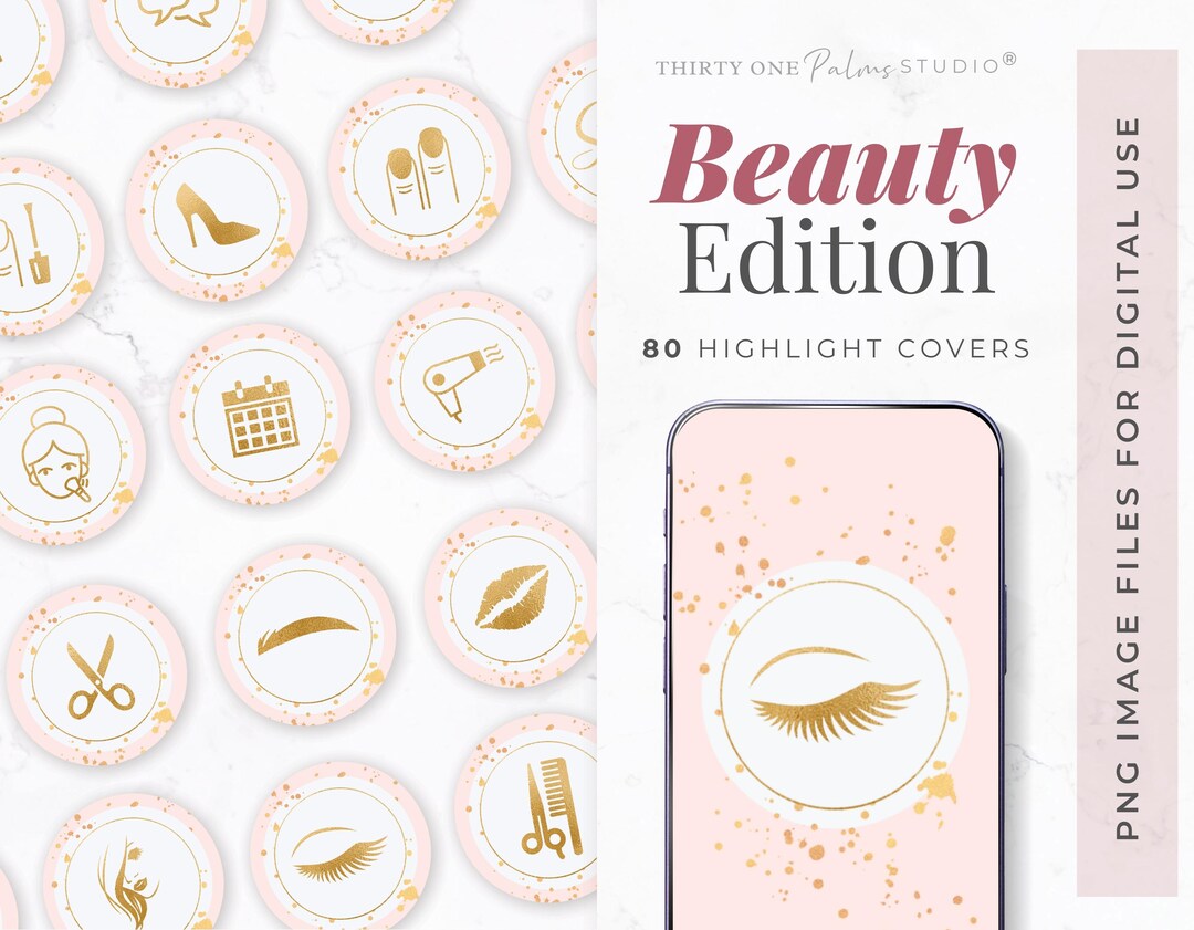 Beauty Highlight Covers for Instagram - Story Highlights, Gold ...