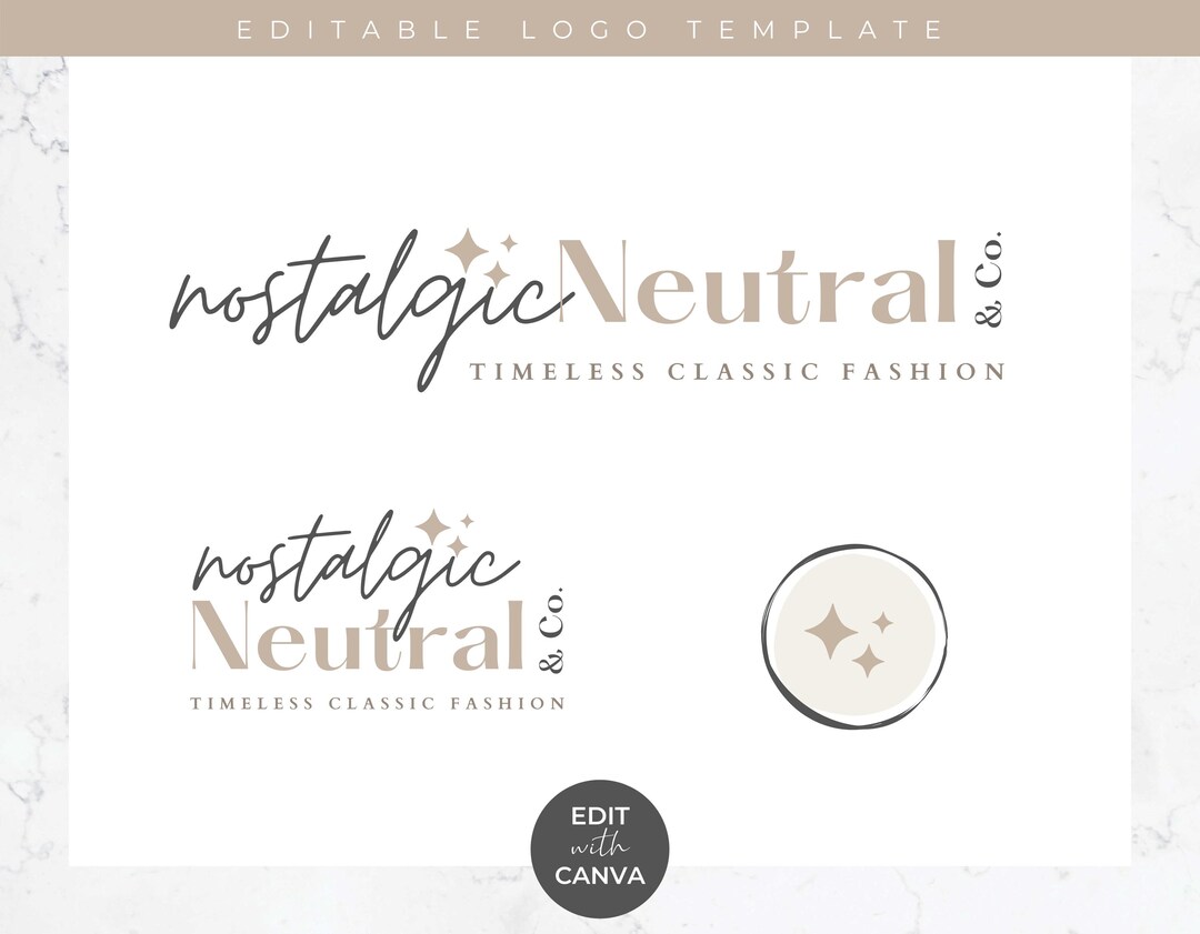 Editable Logo Template for Canva - DIY Beige Logo Design, Small ...