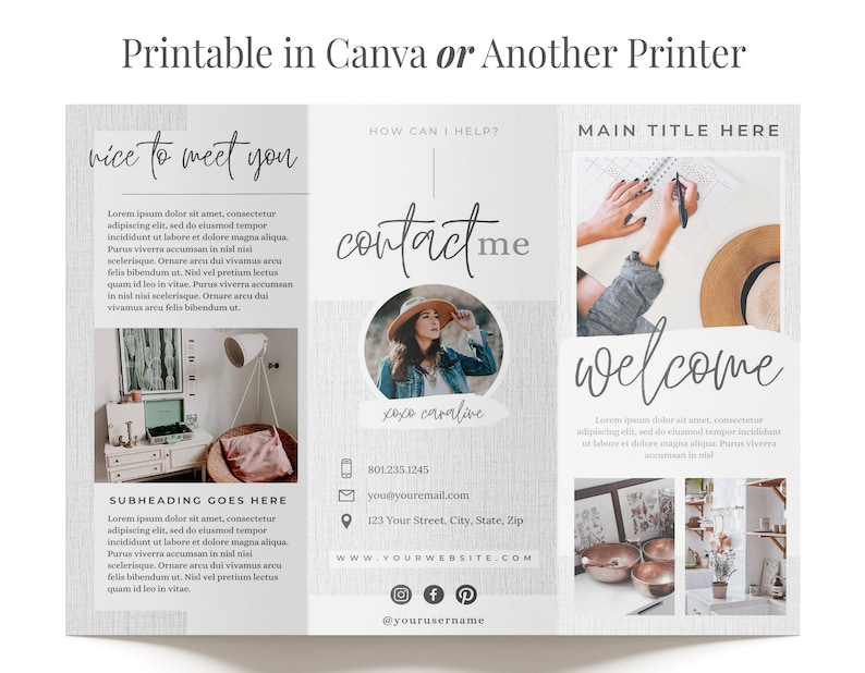 Editable Brochure Template for Canva Canva Template Trifold - Etsy