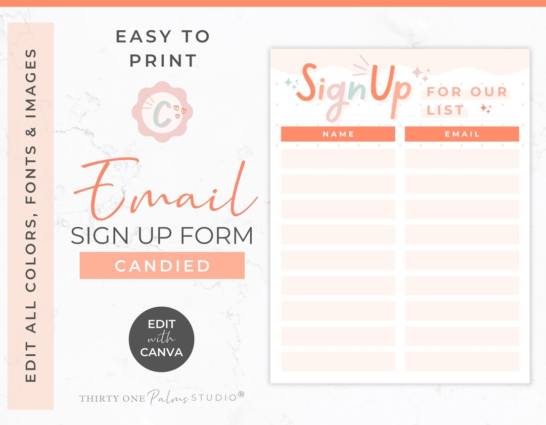 Email Sign up for Newsletters - Printable Email Sign up Form, Email ...