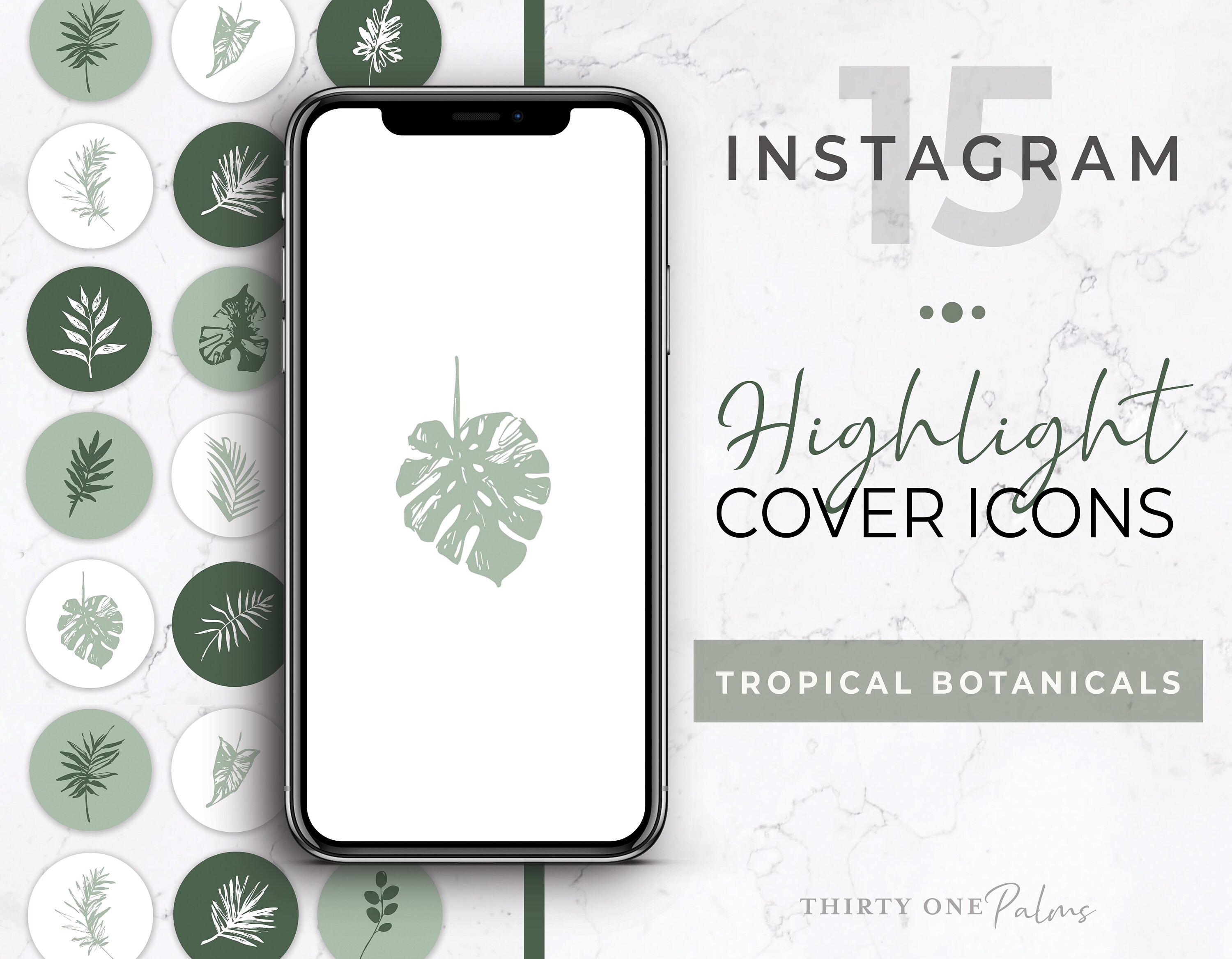 Green Theme Highlight Icons Social Media Icons Botanicals Instagram ...