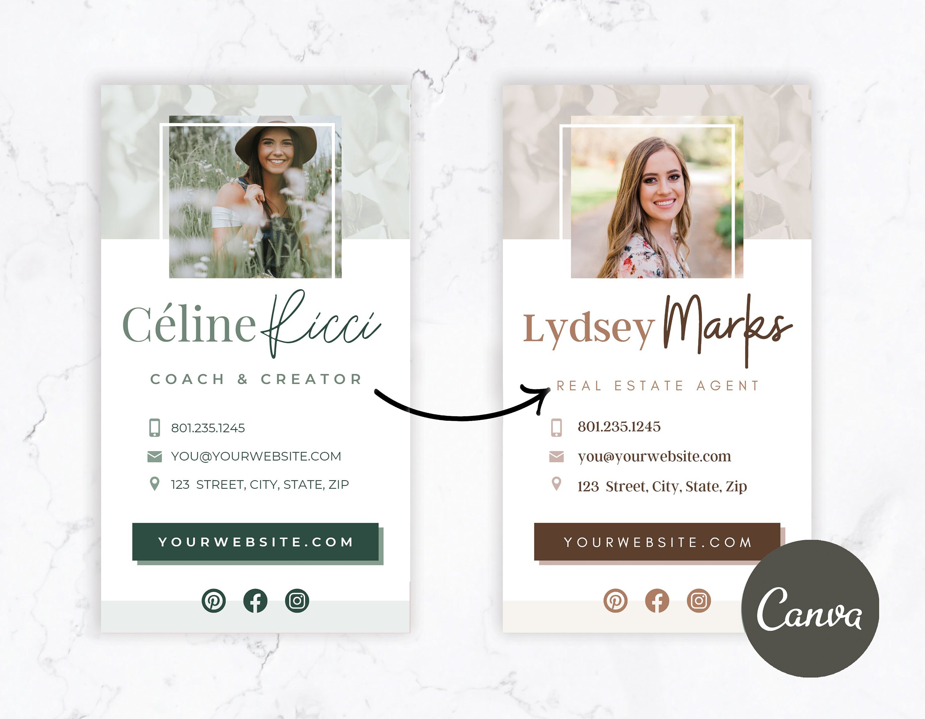 Digital Business Card Template - Digital Business Card Canva, Real ...