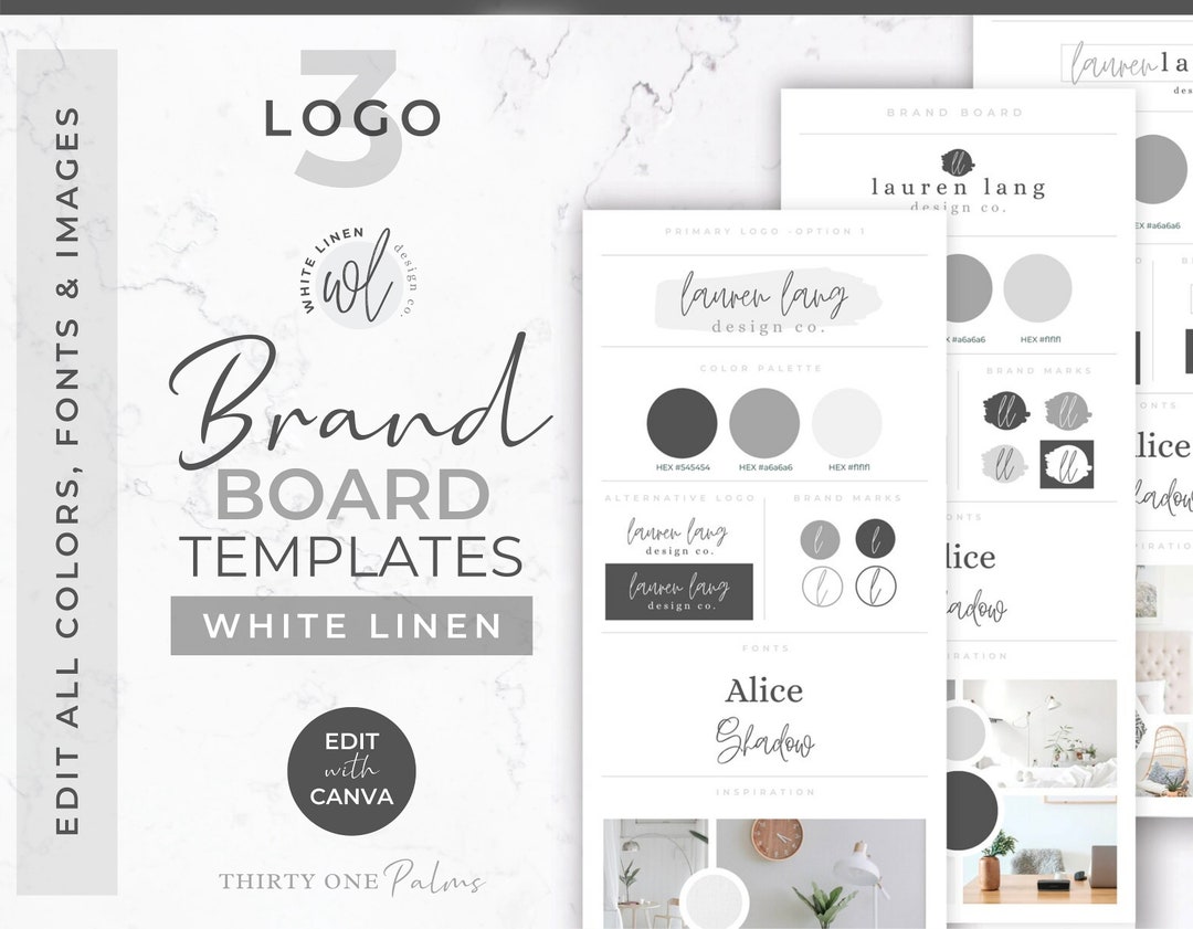 Brand Board Templates Logos for Canva Branding Board, Canva Templates ...
