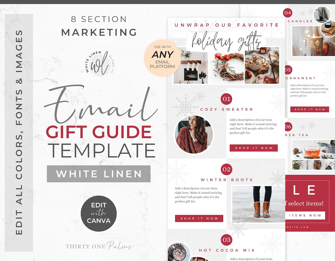 Christmas Gift Guide Email Template for Canva - Mailchimp, Flodesk ...