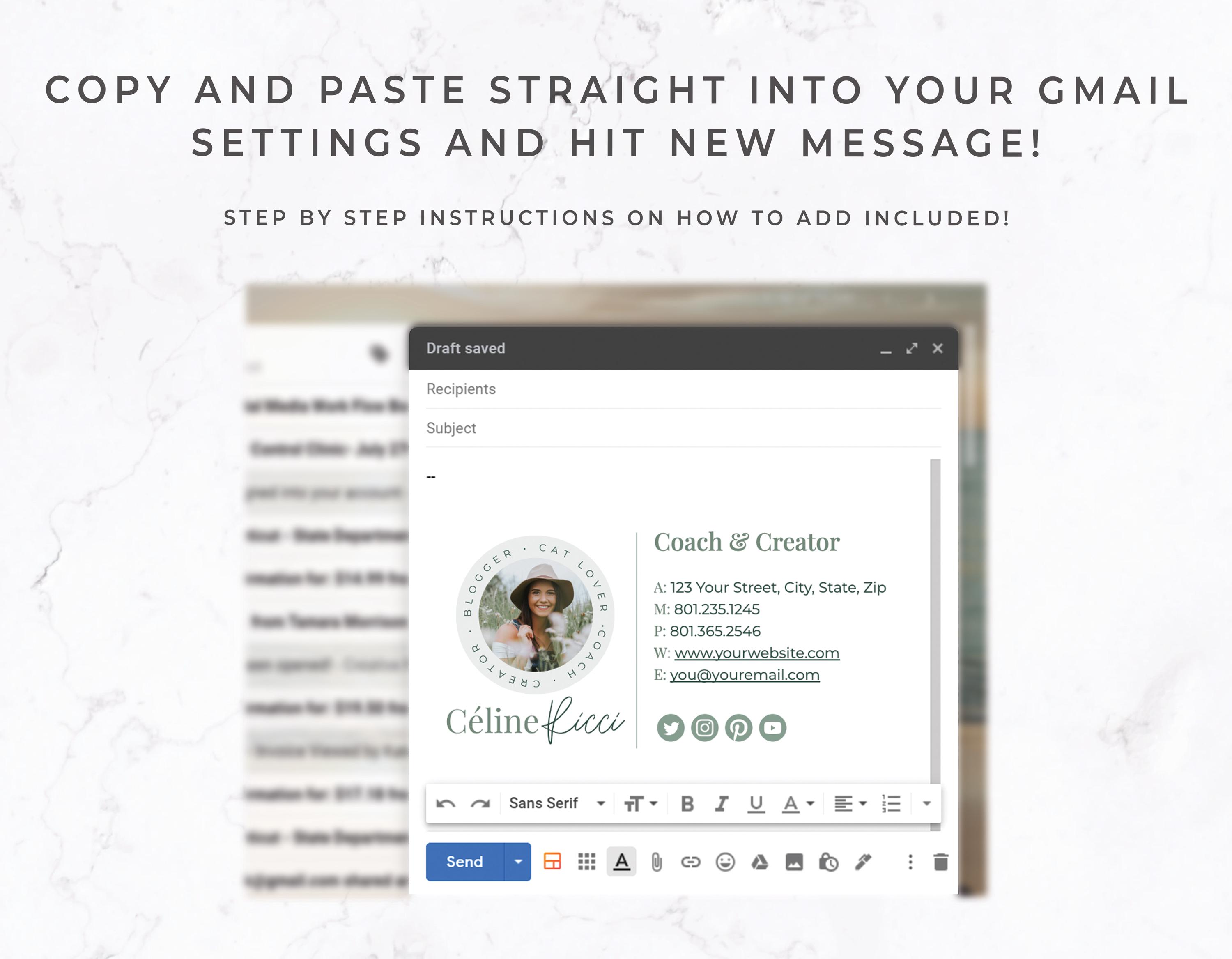 Gmail Email Signature & Digital Business Card Template for Canva ...
