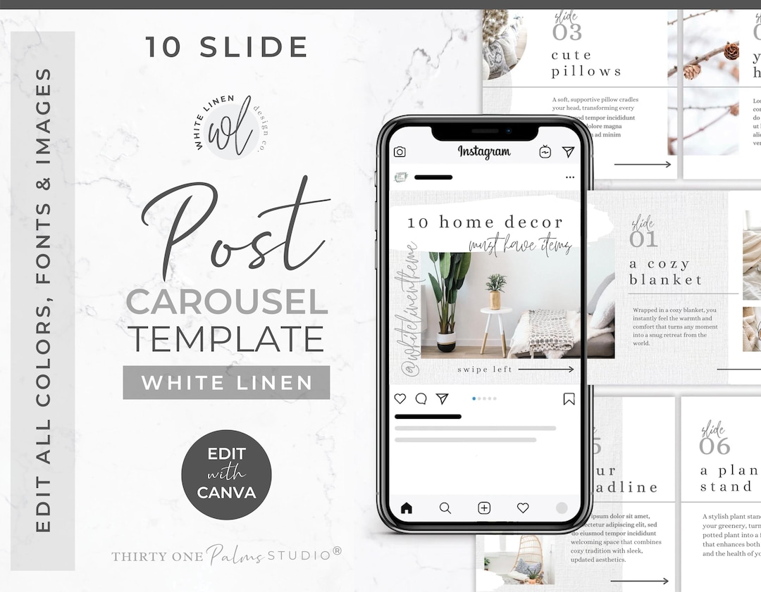 Carousel Post Template Set Instagram Canva Templates, Social Media ...