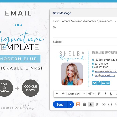 Email Signature Template for Canva Google Docs Template - Etsy