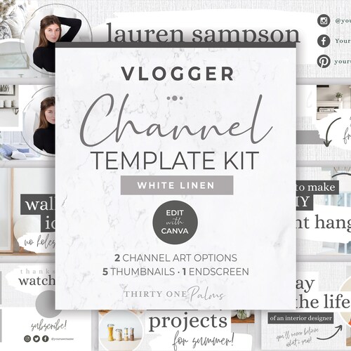 Channel Template Kit for Youtube Canva Template Video - Etsy