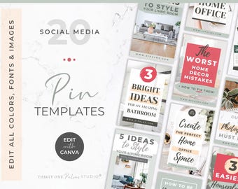 Retro Pinterest Pin Templates for Canva - Etsy