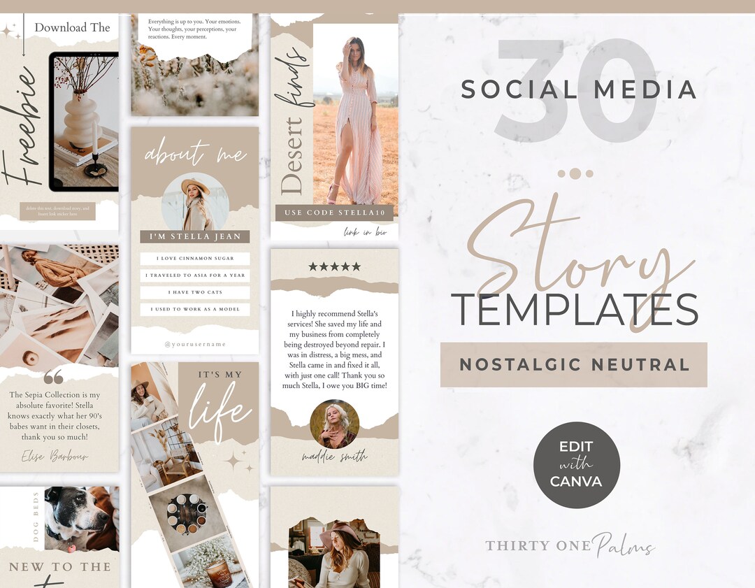 30 Story Templates for Canva Stories Instagram, Social Media Templates ...