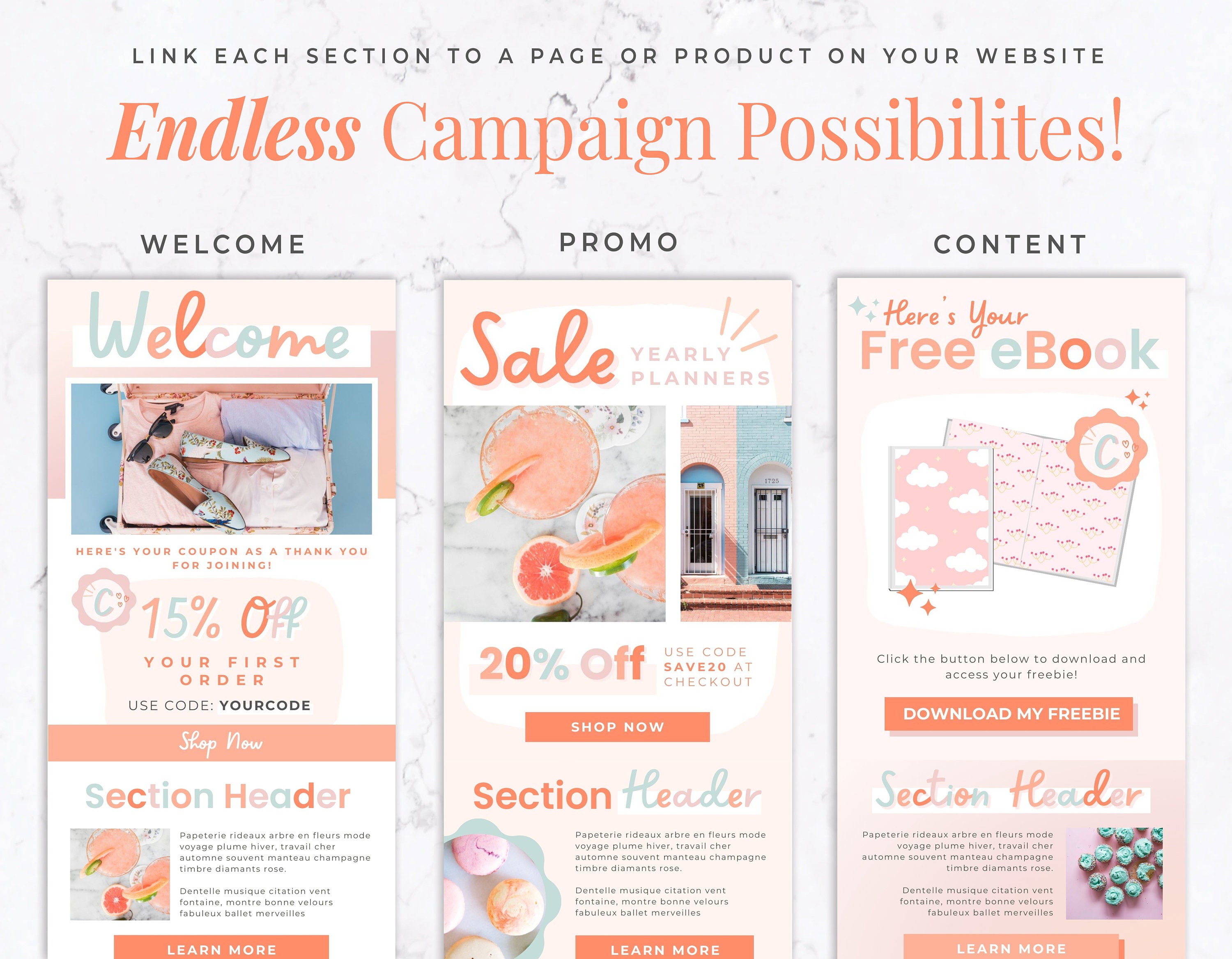 Email Template Bundle for Canva - Colorful Email, Mailchimp, Flodesk ...