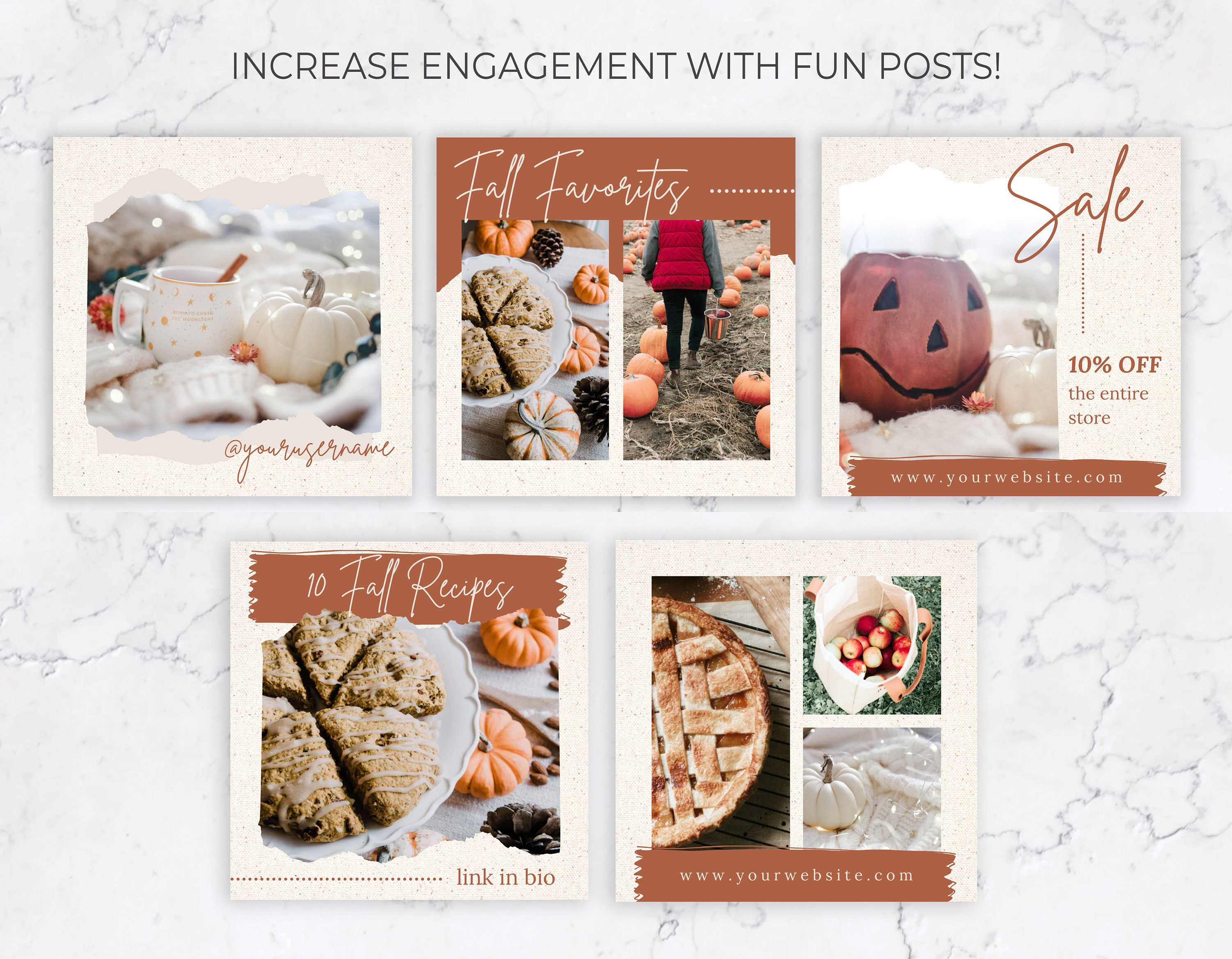 Fall Post Templates for Social Media - Canva Templates, Templates for ...