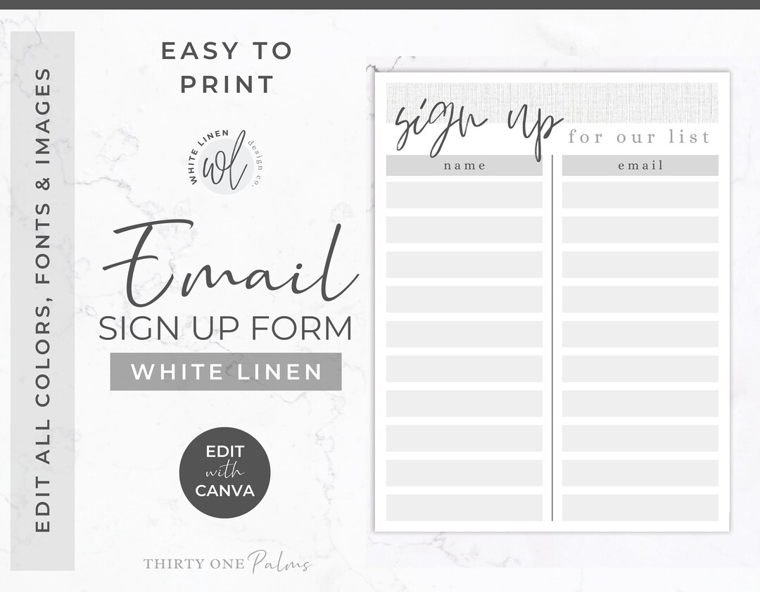 Email Sign up for Newsletters - Printable Email Sign up Form, Email ...