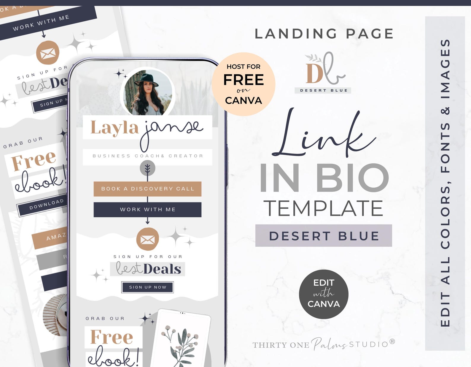 Link in Bio Template- Landing Page Social Media, Canva Template, Mini ...