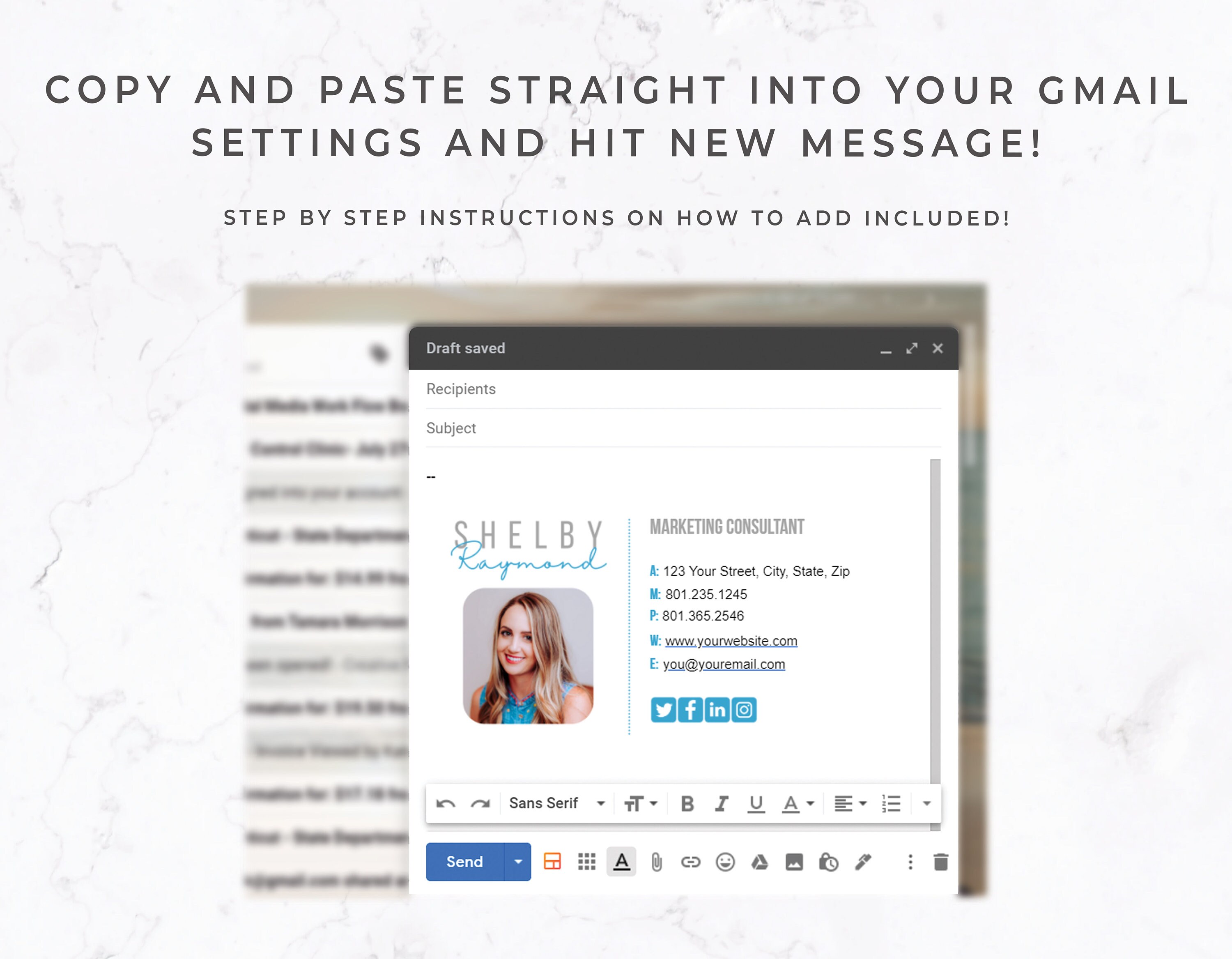 Email Signature Template for Canva Google Docs Template - Etsy