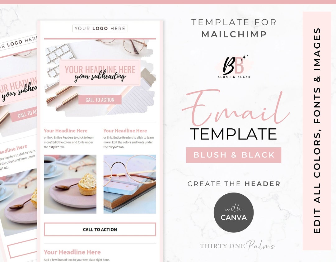 Blush & Black Mailchimp Email Template - Etsy