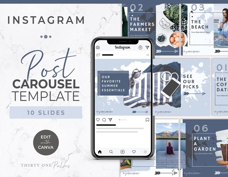 Instagram Carousel Post Template Canva Templates Instagram Etsy