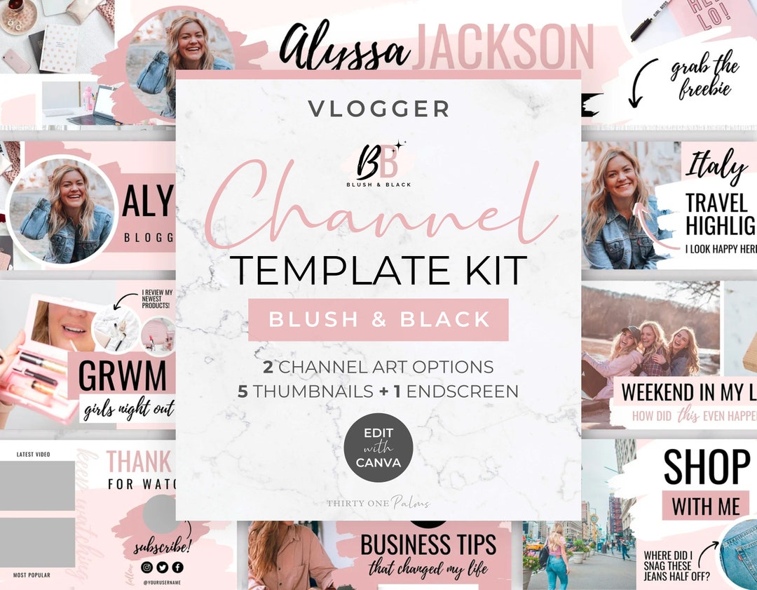 Channel Template Kit for Youtube Canva Template, Video Thumbnails, End ...