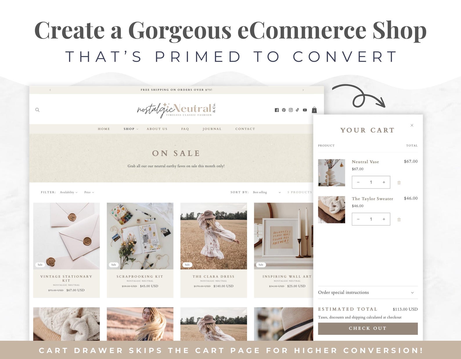 Neutral Beige Theme for Shopify- Rustic Ecommerce Shop Template ...
