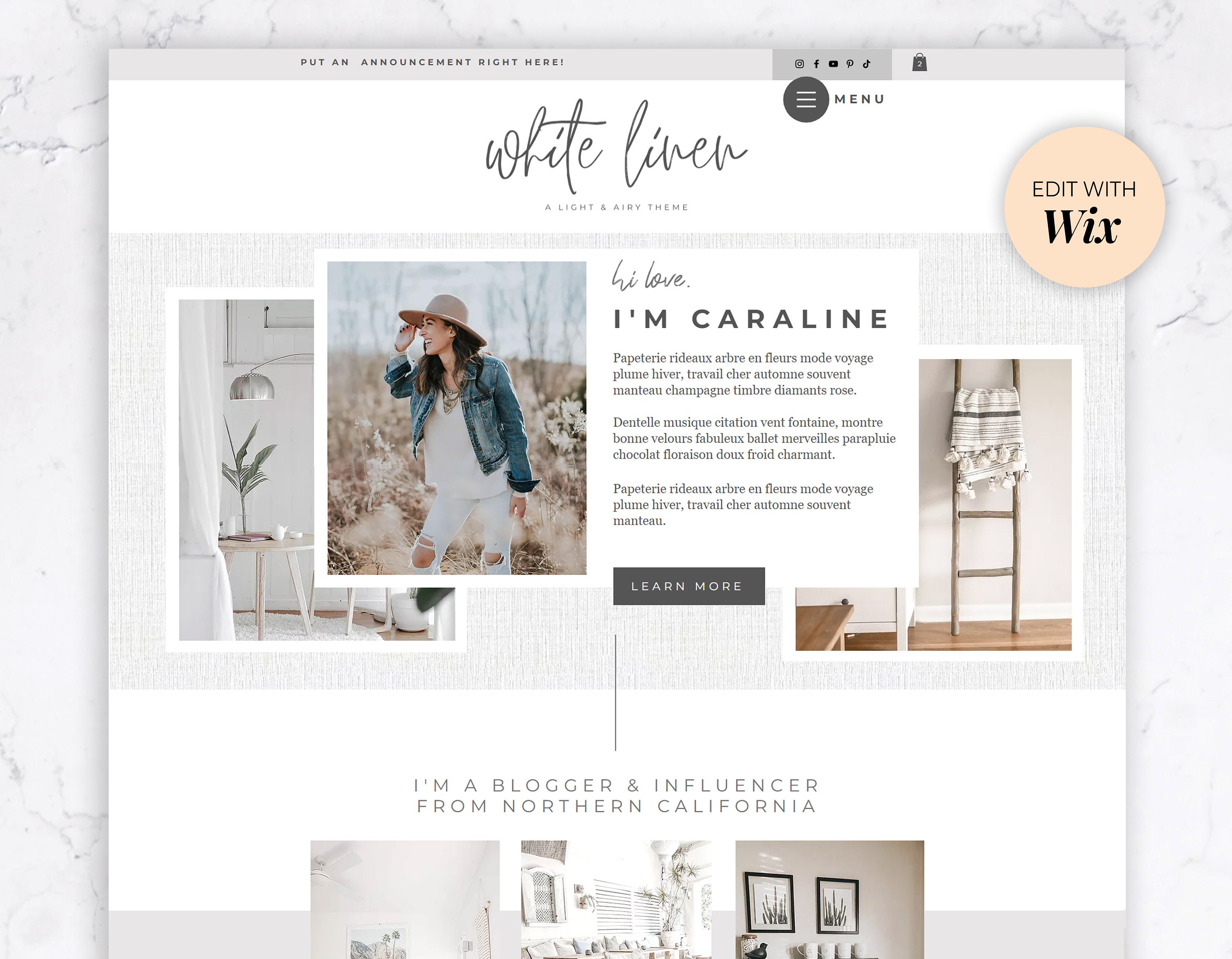 Website Template for Wix Wix Template Wix Theme Blog - Etsy