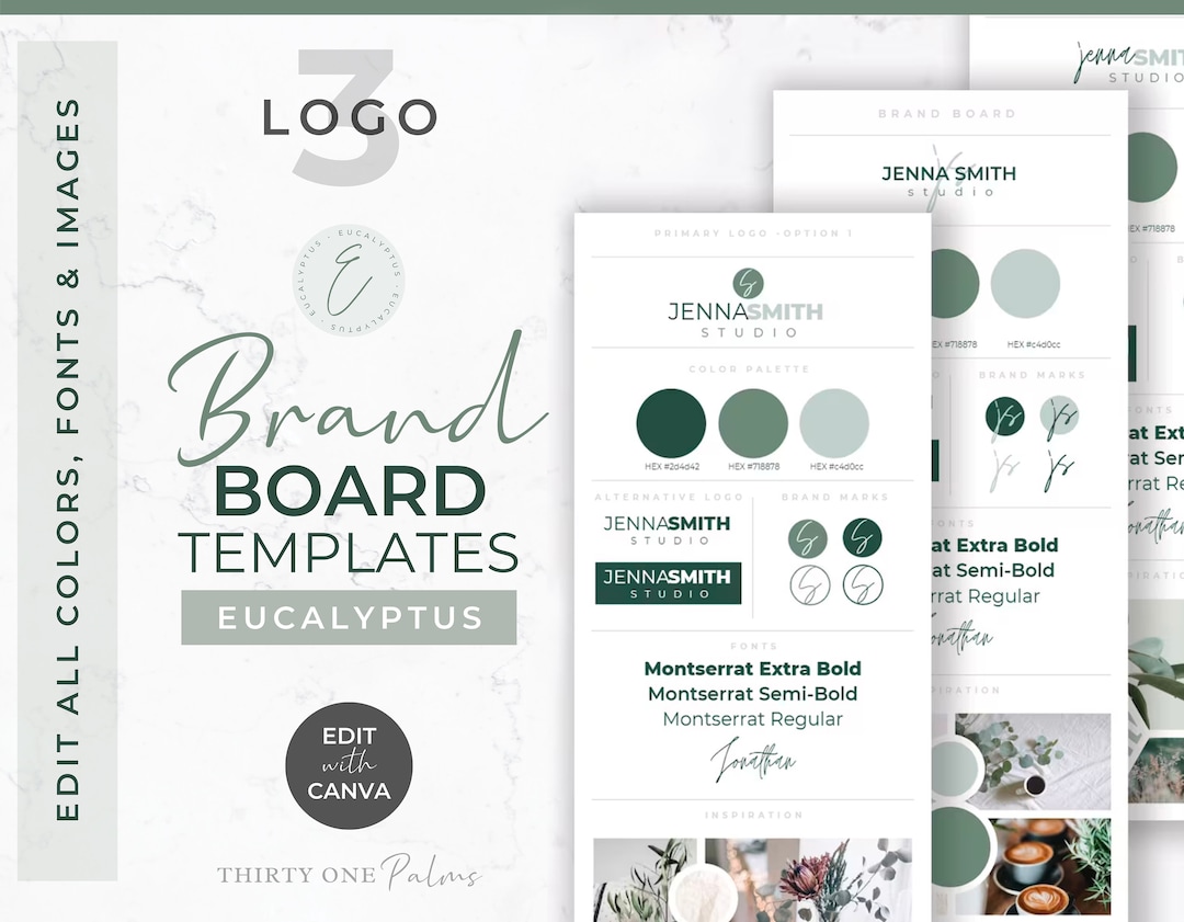 Brand Board Templates & Logos for Canva - Logo Templates, Branding ...