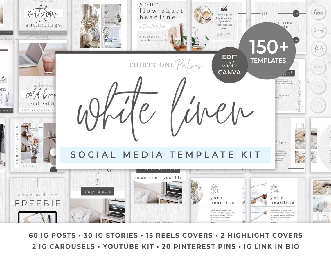 Social Media Template Kit for Canva Canva Template Bundle - Etsy