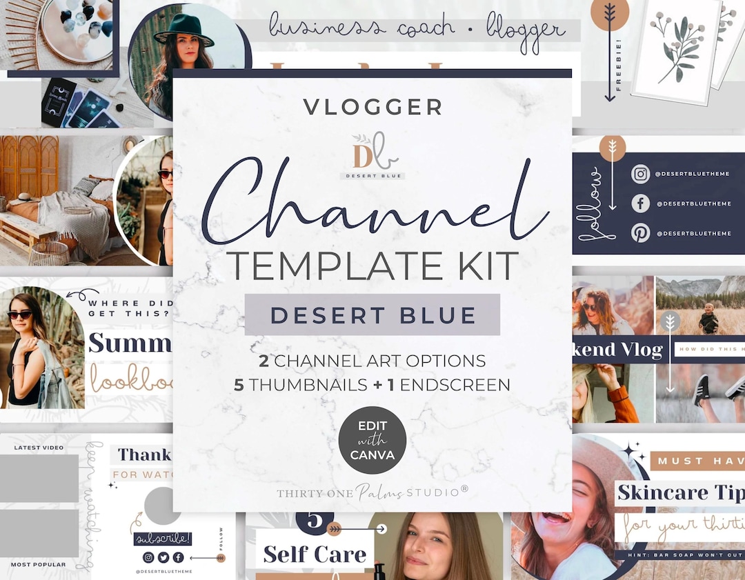 Channel Template Kit Youtube - Canva Template, Video Thumbnails, End ...