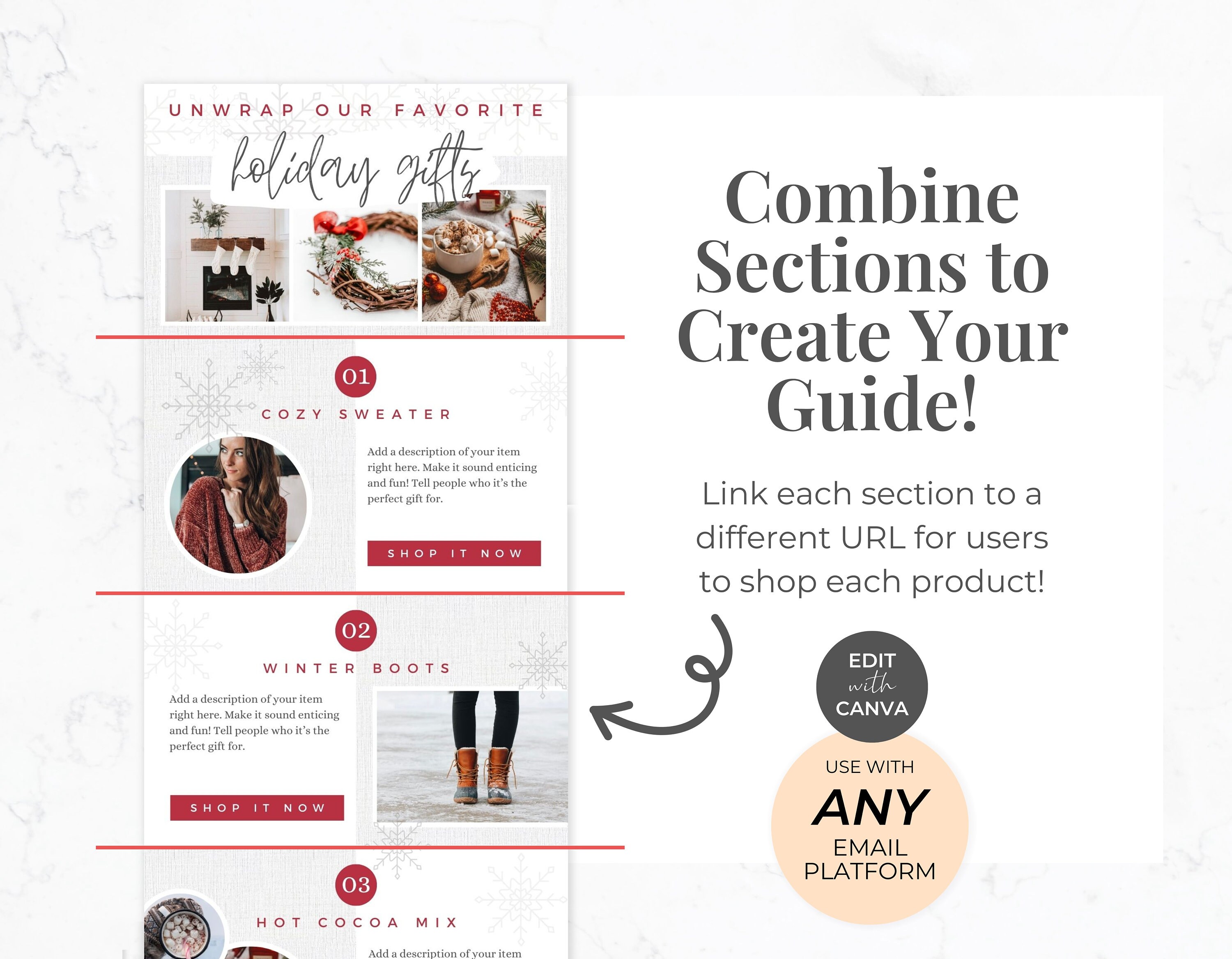 Christmas Gift Guide Email Template for Canva - Mailchimp, Flodesk ...