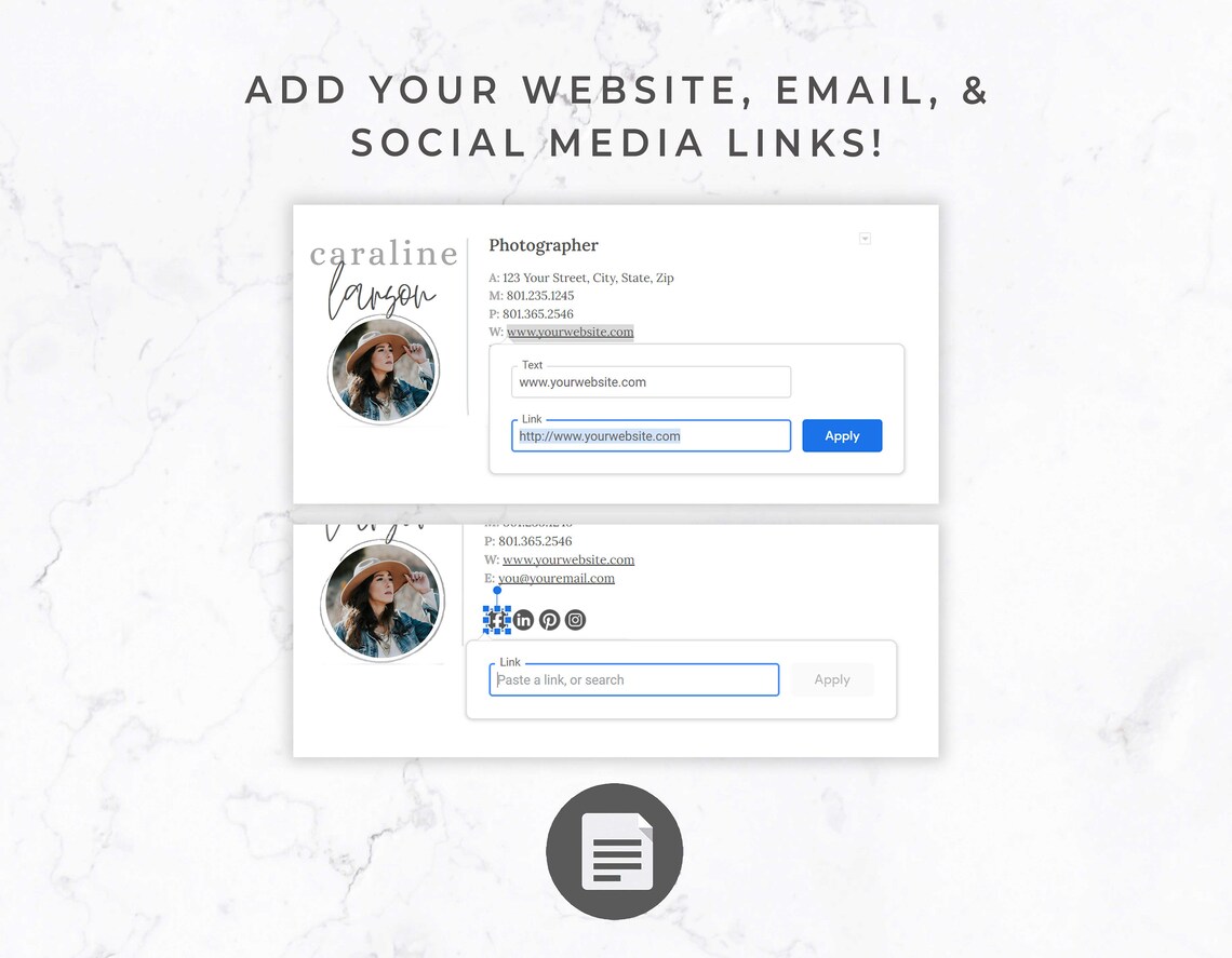 Email Signature Template for Canva - Google Docs, Clickable Links ...