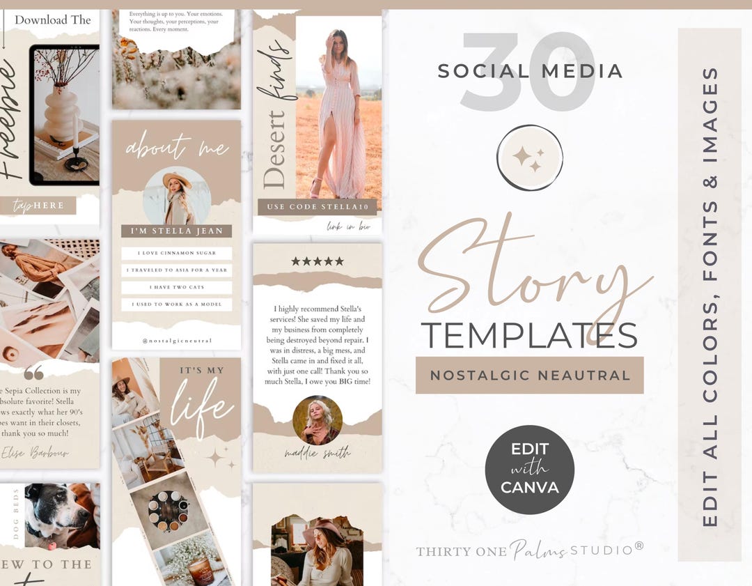 30 Story Templates for Canva Stories Instagram, Social Media Templates ...
