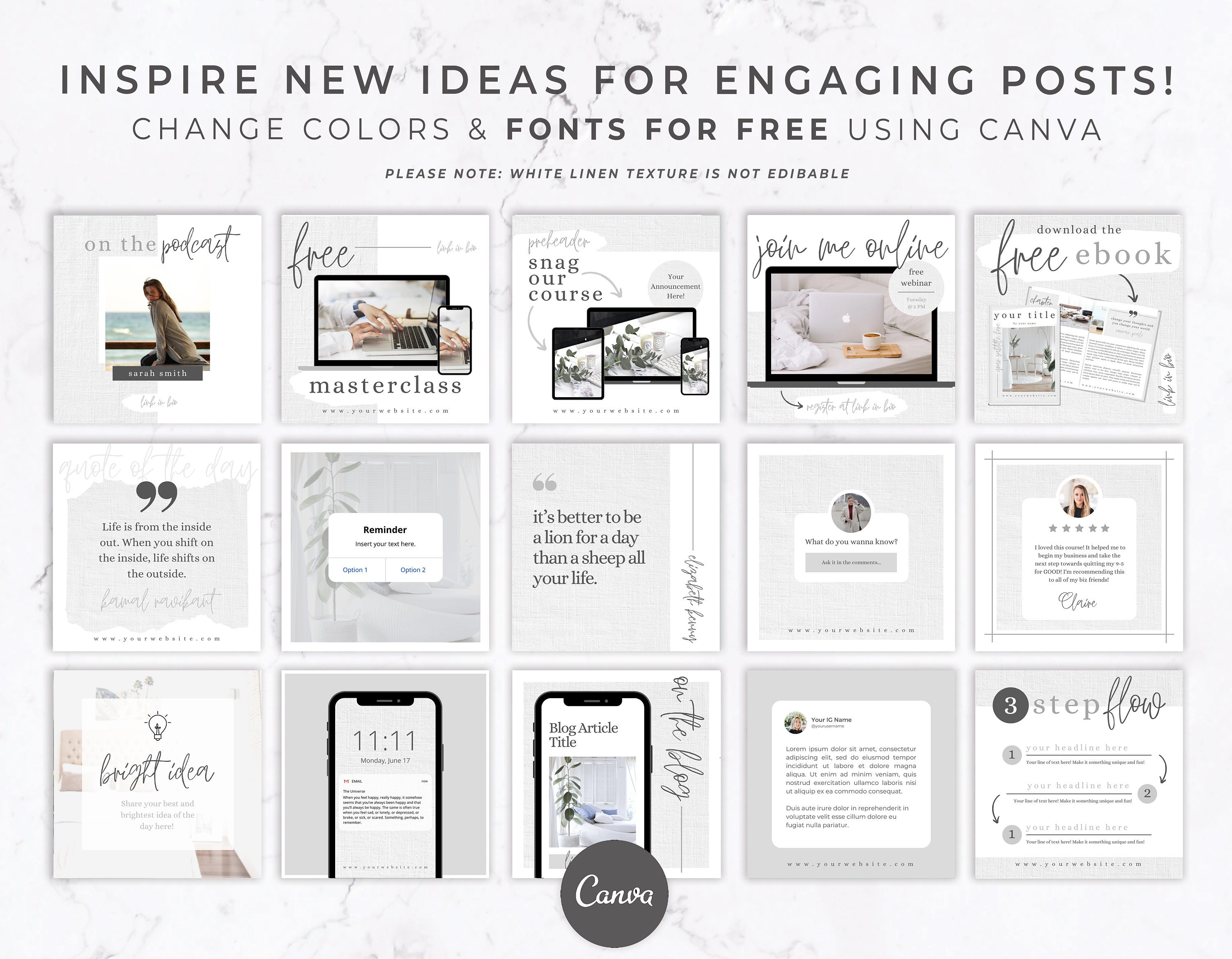 Social Media Post Templates for Canva Engagement Booster - Etsy