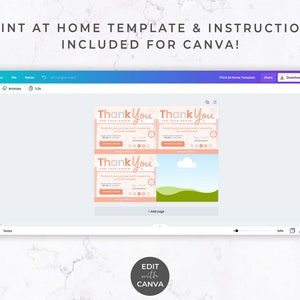 Editable Thank You Card Template - Canva Template Thank You, Thank You ...