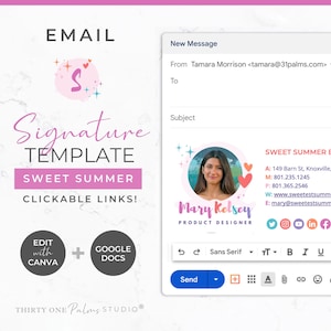 Email Signature Template for Canva - Google Docs, Clickable Links, Canva Template, Email ...