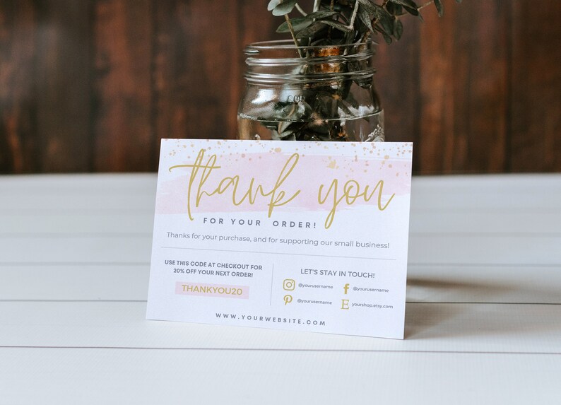 Editable Thank You Card Template Canva Thank You Card Thank - Etsy
