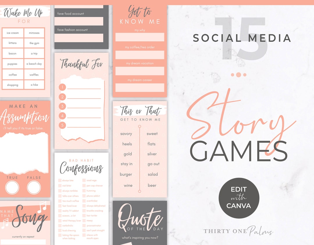 Instagram Story Templates for Canva Story Games Engagement - Etsy
