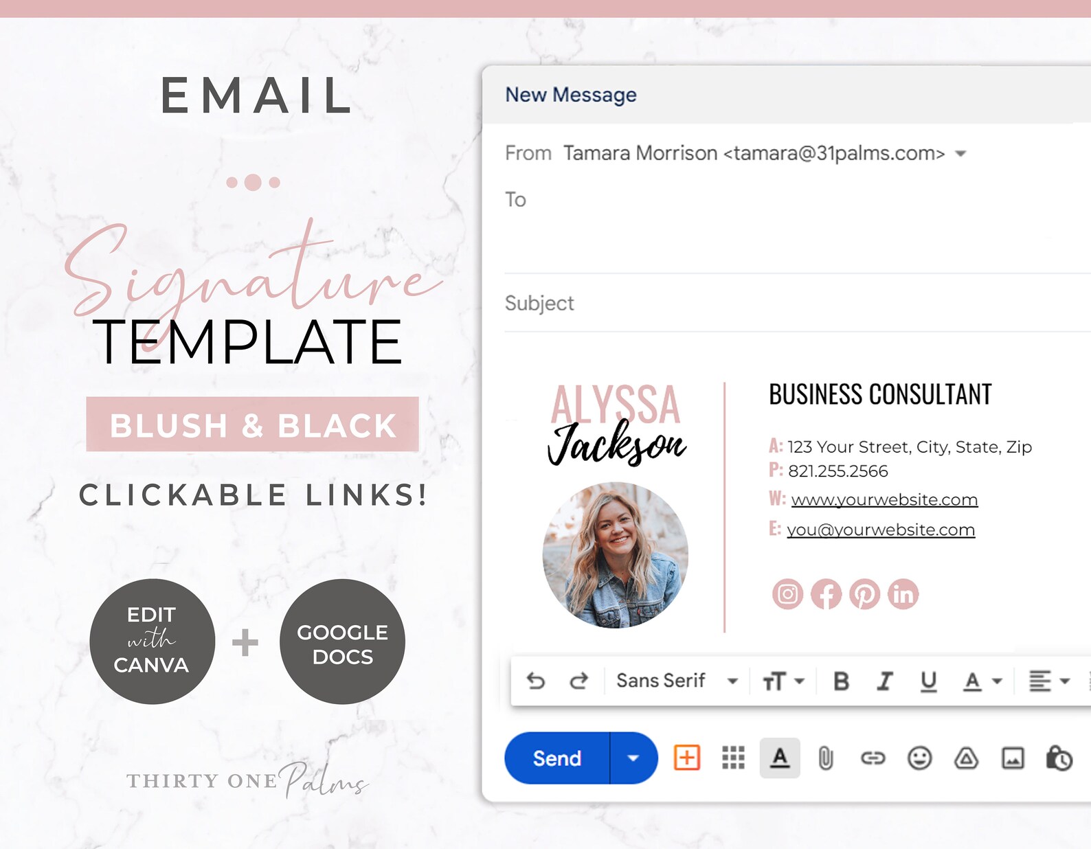 Email Signature Template for Canva Google Docs Template - Etsy