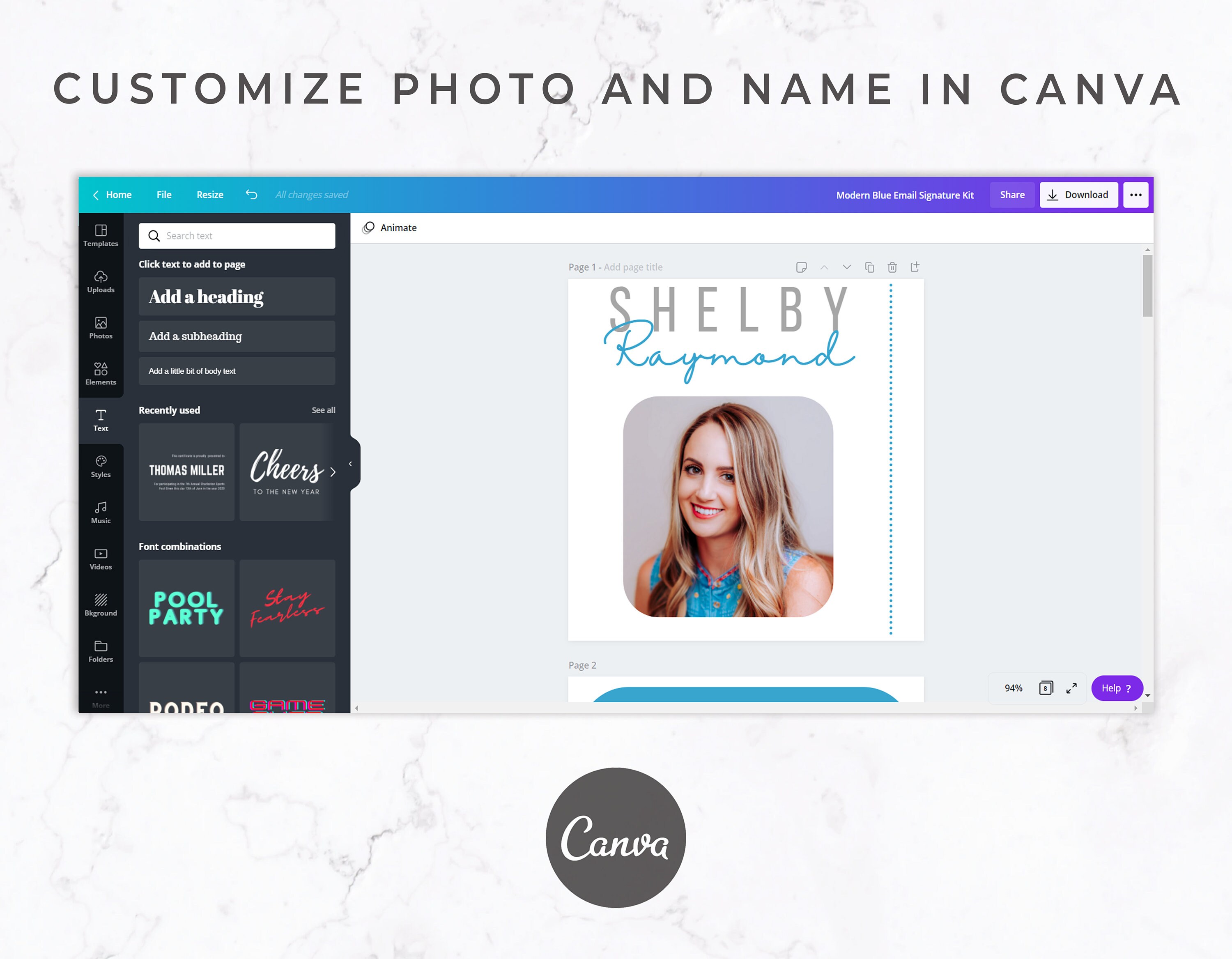 Email Signature Template for Canva Google Docs Template - Etsy