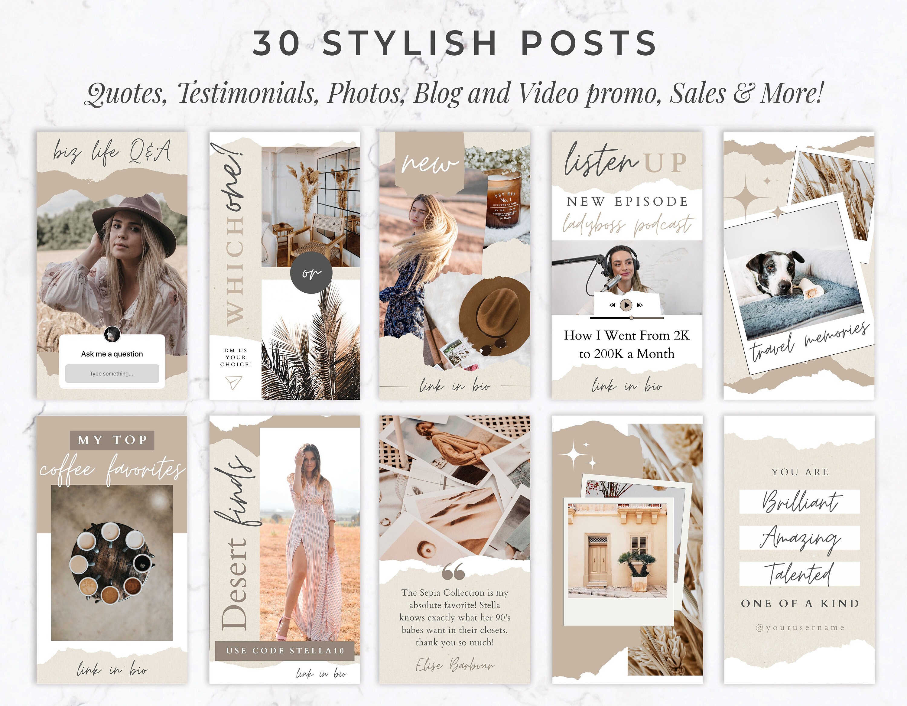 30 Story Templates for Canva - Stories Instagram, Social Media ...
