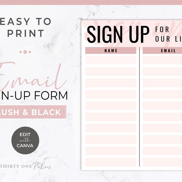 Printable Email Sign up Sheet - Shop Online - Etsy