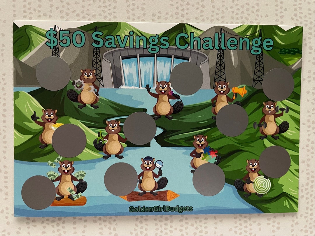 Mini Savings Challenge Scratch off - Beaver - Etsy