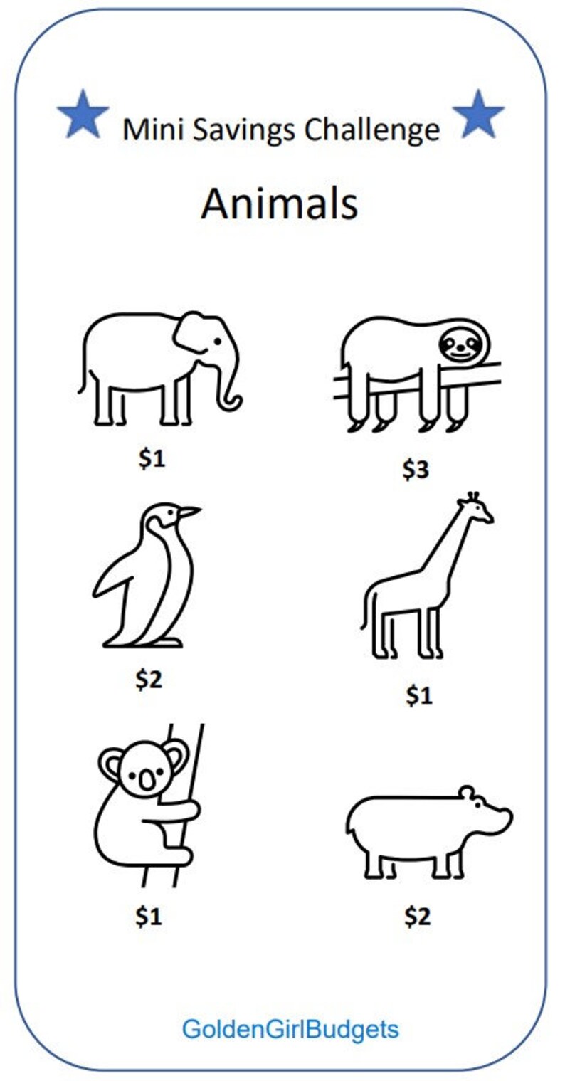 Digital Printable A6 Mini Savings Challenge Kids 10 Dollar - Etsy