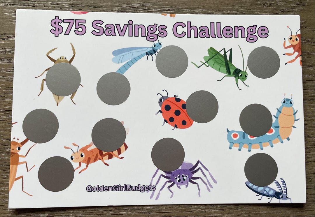 Mini Savings Challenge Scratch off - Bugs - Etsy