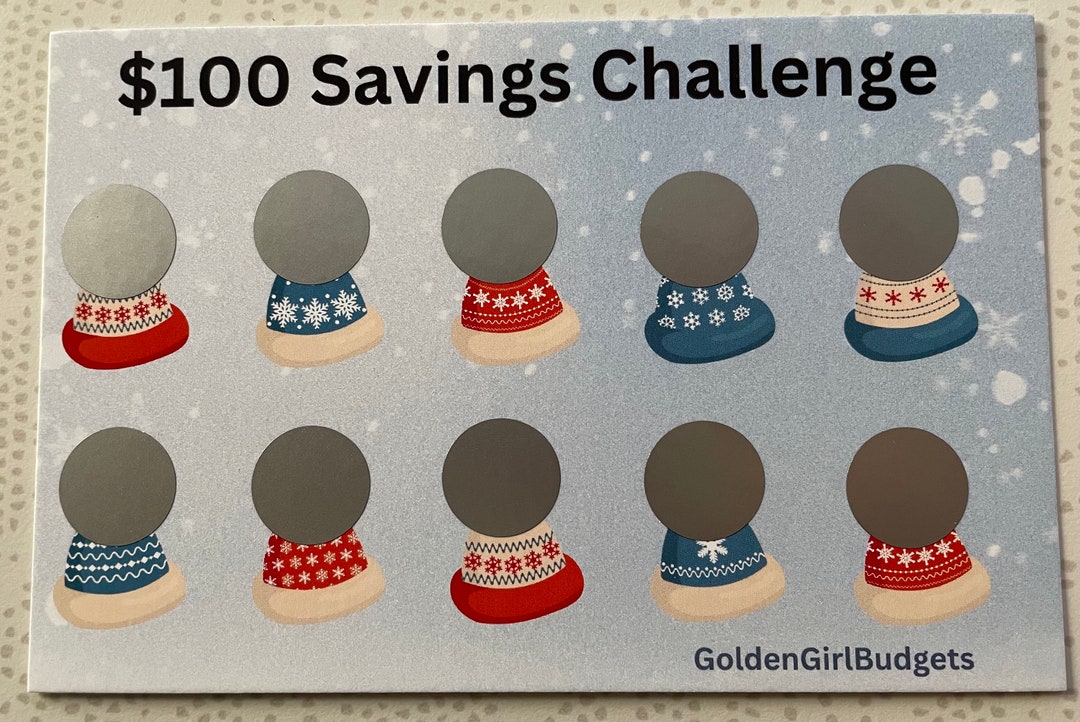Mini Savings Challenge Scratch off - Winter Hats - Etsy